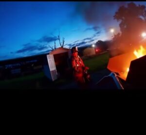 Firefighter battle a dumpster fire in Dundalk